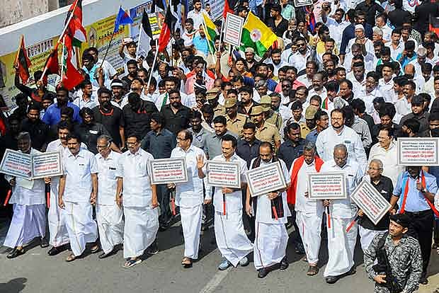 DMK, allies stage rally, warn of more protests against CAA
