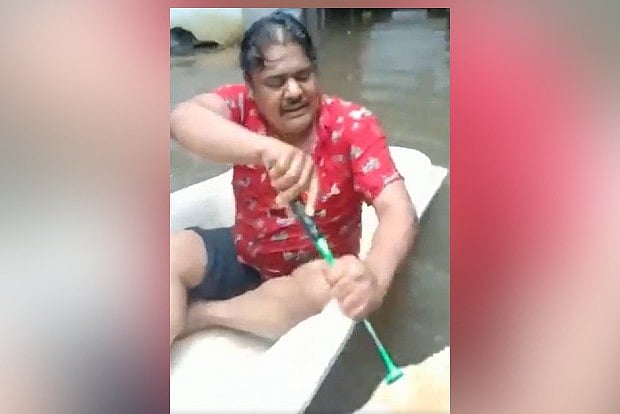 Actor Mansoor Ali Khan's boat ride in Chennai floodwaters makes a splash