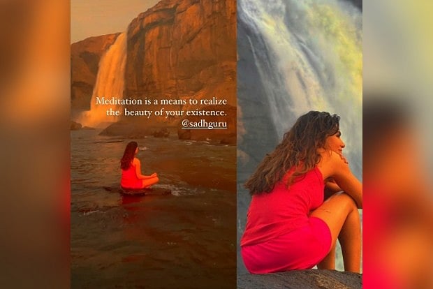 Samantha's meditation picture at Kerala falls grabs eyeballs