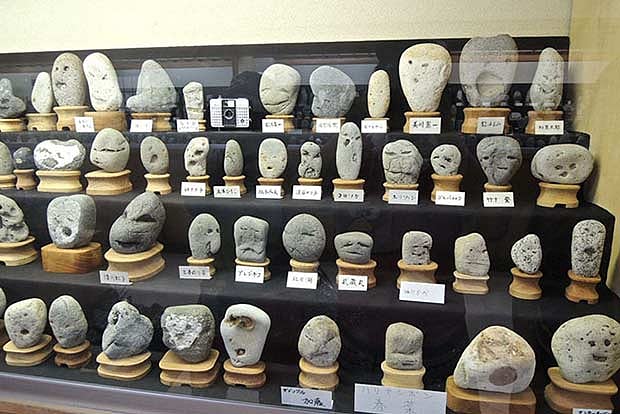 Human look-alike faces in museum of rocks