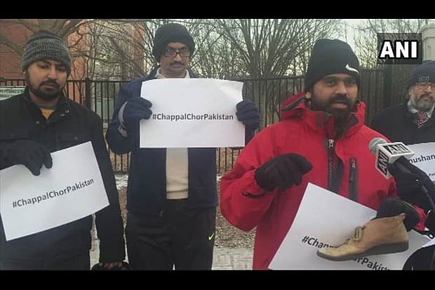 Protest outside Pakistan Embassy in US against Jadhav’s family treatment
