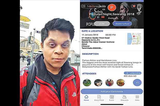 App to find friends, create events, customise personal life finds ...