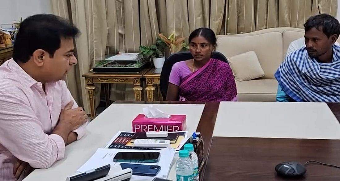 Telangana Minister KT Rama Rao meets Pravallika's family; assures ...