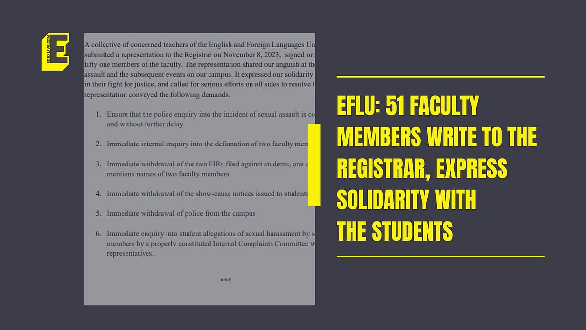 EFLU students’ hunger strike: 51 faculty members write to Registrar ...
