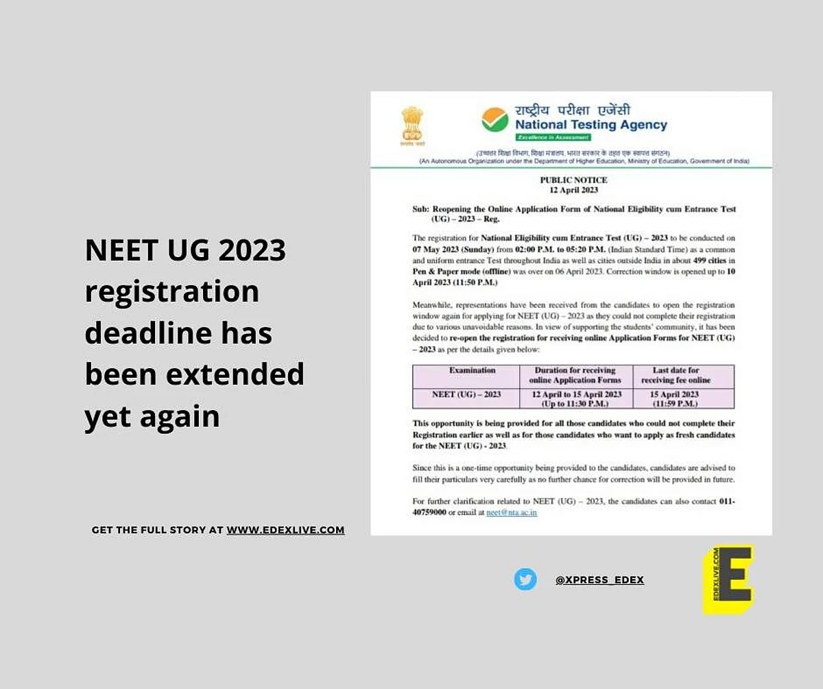 NEET UG 2023: NTA extends registration deadline again; students can ... NEET UG 2023: NTA extends registration deadline again; students can ...
