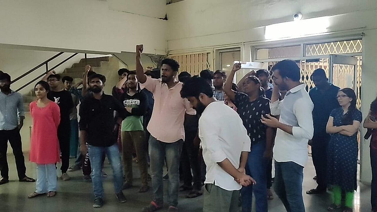 HCU students protest against 75% attendance criteria; few barred from ...