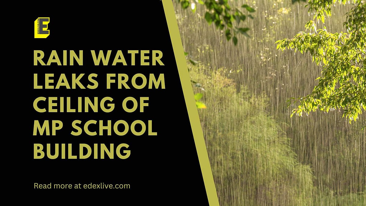 MP: Students hold up umbrella inside classroom as rainwater drips from ...