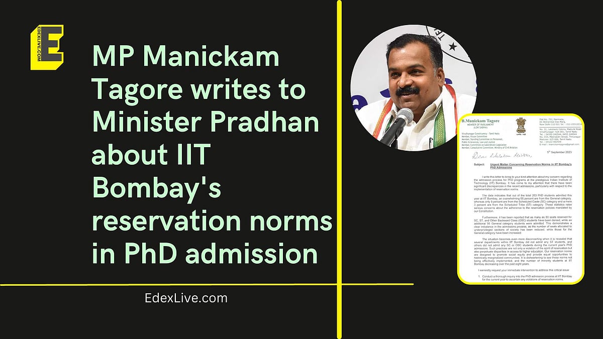 MP Manickam Tagore writes to Minister Pradhan about IIT Bombay's ...