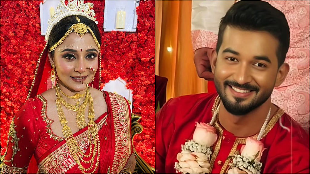 Priyanka Mitra Subhrojit Saha: লাল টুকটুকে বেনারসি, সিঁথিতে সিঁদুর ...