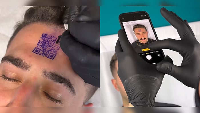 Viral Video,কপালে QR কোড ট্যাটু করে ভাইরাল যুবক! ভিডিয়ো দেখে মাথায় ...