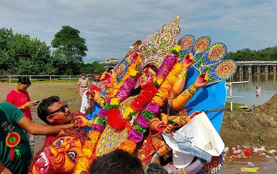 Low-key celebration of Durga Puja concludes with Vijaya Dasami in Lakhimpur