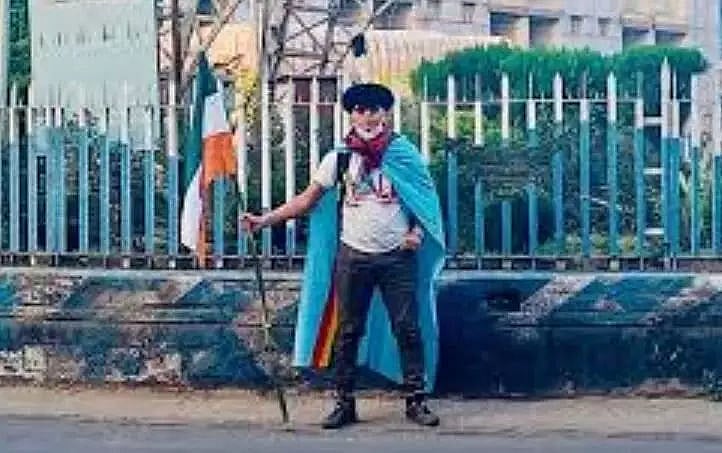 NSCN-IM cadre marches with Indian tricolour flag & Naga flags