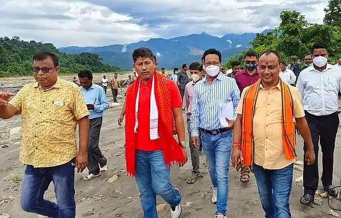 Minister Pijush Hazarika takes stock of erosion in Udalguri district