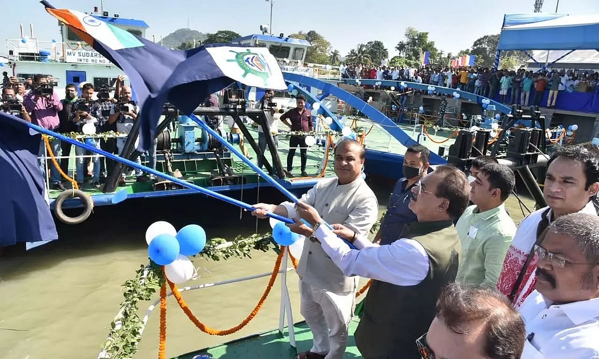 Assam CM Flags Off Four Steel Catamaran Vessels At Pandu Port