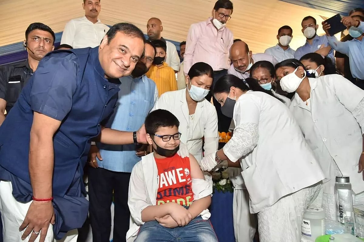 CM Himanta launches Covid inoculation for 12-14 olds in Assam