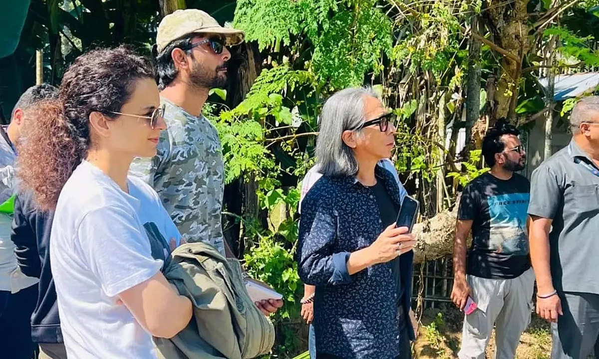 Kangana Ranaut at Assam's Chandubi Lake for 'Emergency' Shoot Kangana Ranaut at Assam's Chandubi Lake for 'Emergency' Shoot