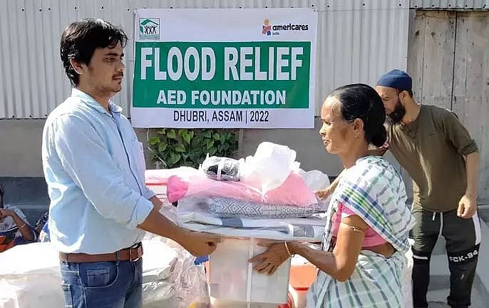 AED Foundation distributed relief kits among flood victims in Assam