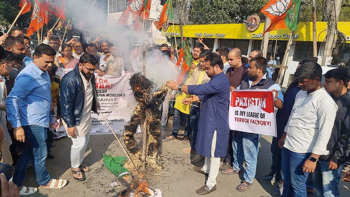 Assam BJP Stages Protest, Burns Effigy of Bilawal Bhutto