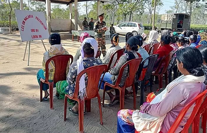 Assam Rifles conducts lecture on malaria prevention at Lokra village