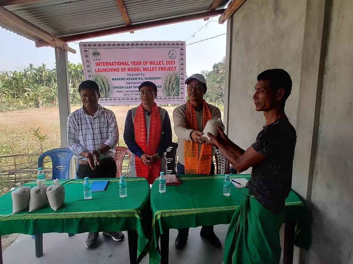 Distribution of millet seeds to farmers in Kokrajhar