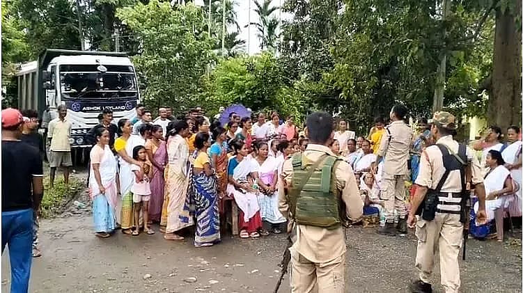 Assam: Public Blocks Road in Demand of Better Infrastructure