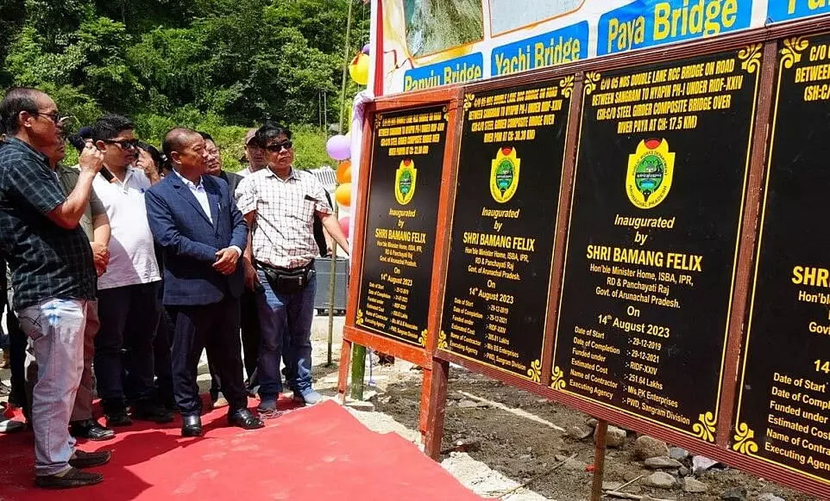 Home Minister Bamang Felix inaugurates double-lane RCC steel girder ... Home Minister Bamang Felix inaugurates double-lane RCC steel girder ...