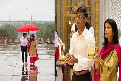 Rishi Sunak, wife Akshata’s Pyaar Hua Iqrar Hua moment in Delhi rain