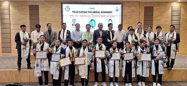 Medal winners in 37th National Games felicitated by Mama Natung, Taba ...