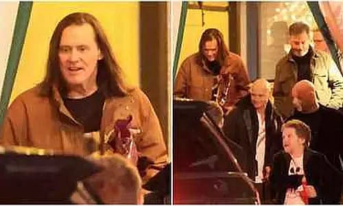 Jim Carrey rocks long hair at birthday meal with friends