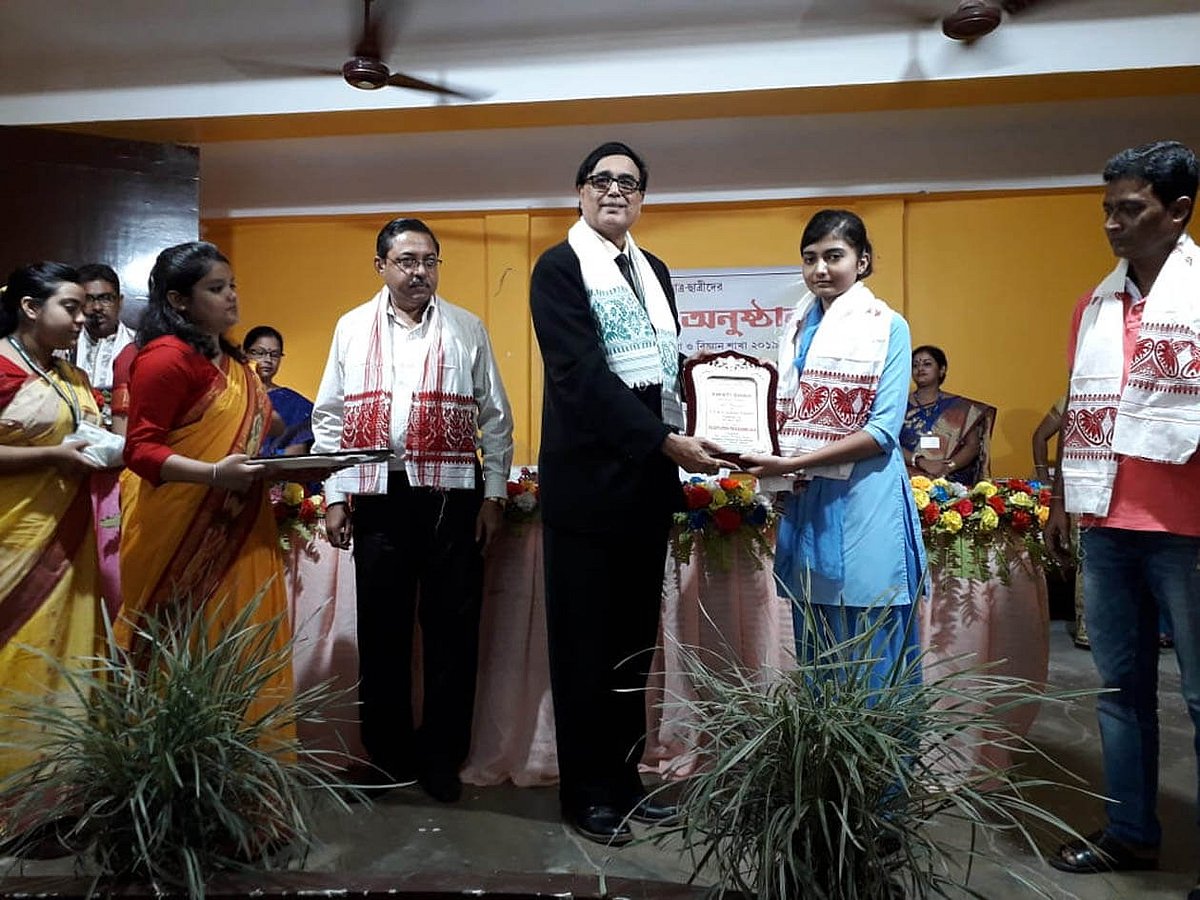 Scientist Sanat Saha felicitates meritorious students of Dhubri who ...
