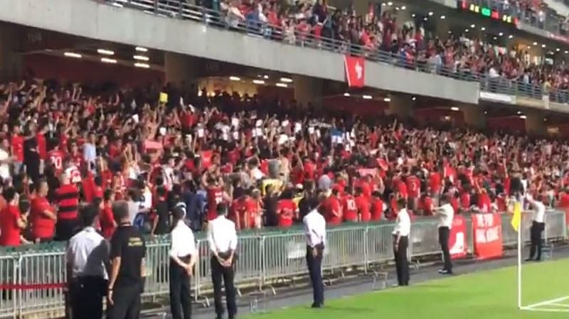 Hong Kong Spectators Boo Chinese Anthem at the Football Stadium