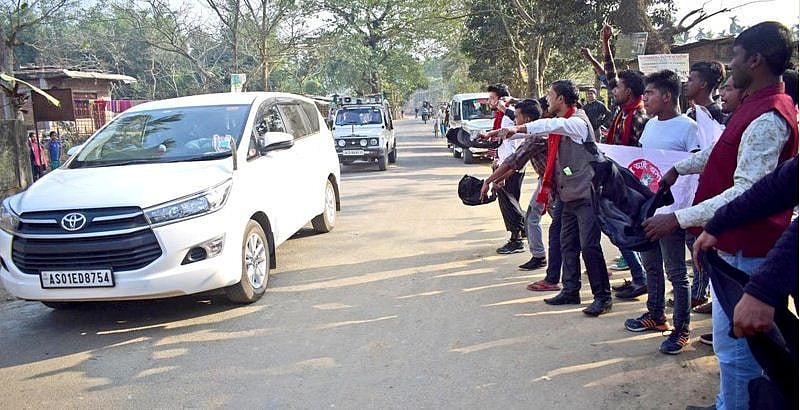 Black flags were shown to Guwahati MP Queen Oja in Boko