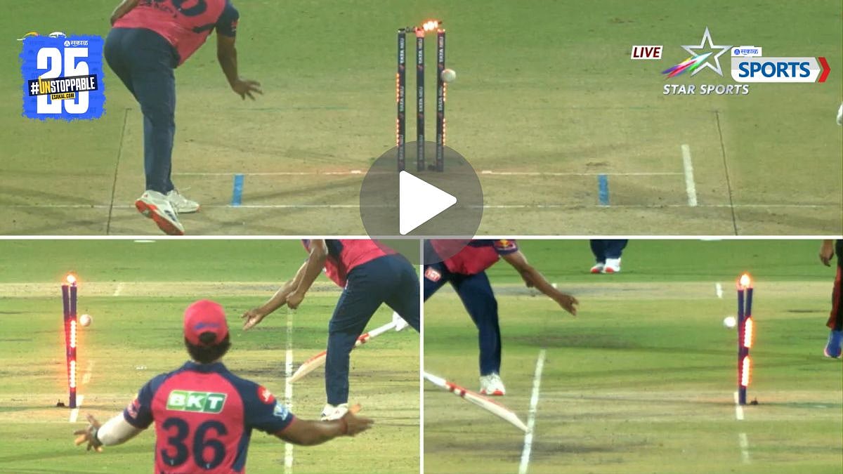 KARUN NAIR RUN-OUT IN BIZARRE FASHION VS RR| DC vs RR Live: 1cm ने घात ...