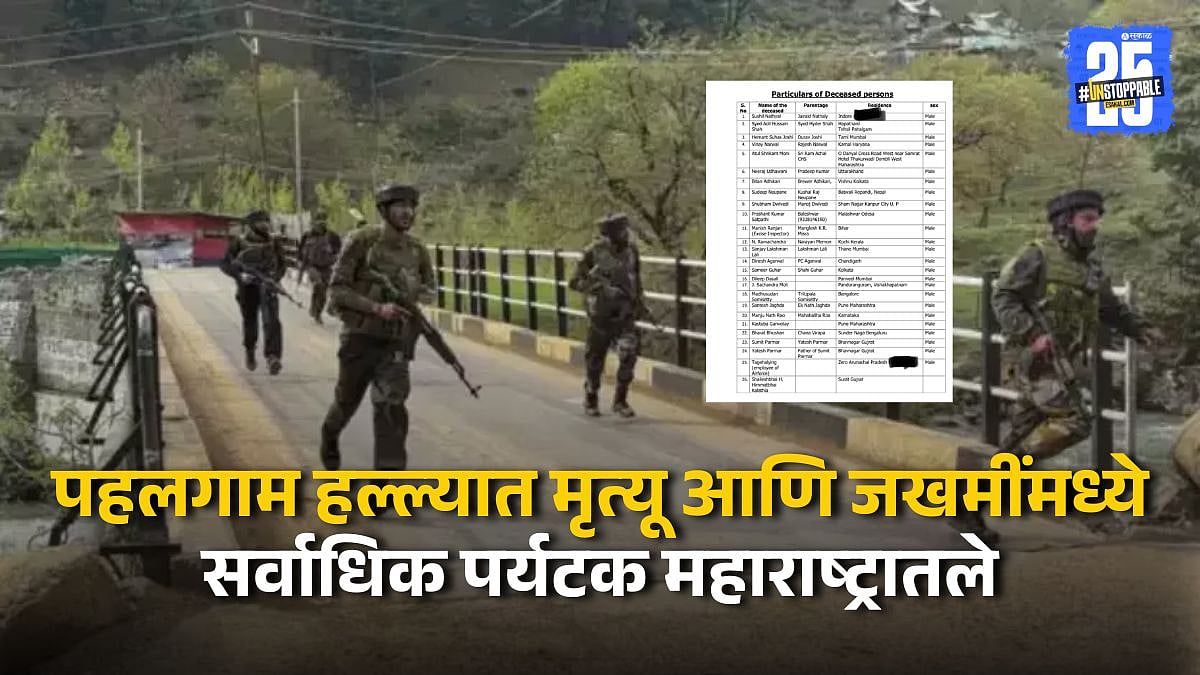 Pahalgam Terror Attack : पहलगाम हल्ल्यातील २६ मृतांची नावं समोर ...