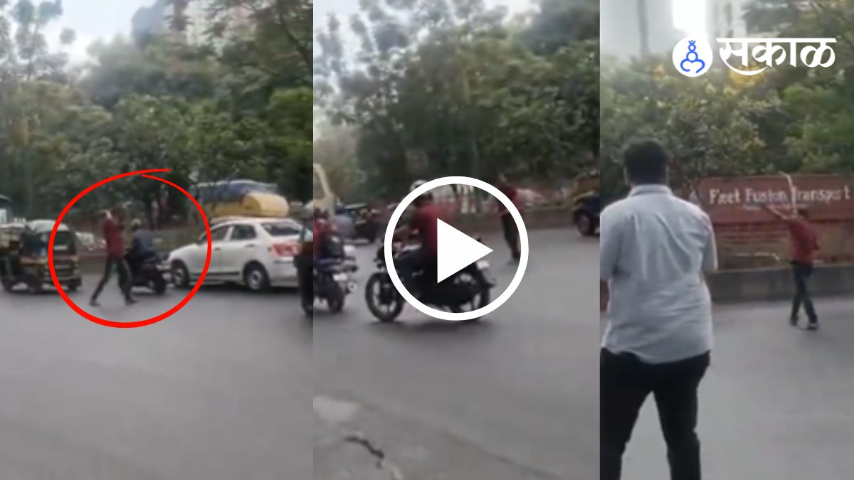 Thane Mentally Unstable Man attack on vehicles Video Viral | ठाण्यात ...