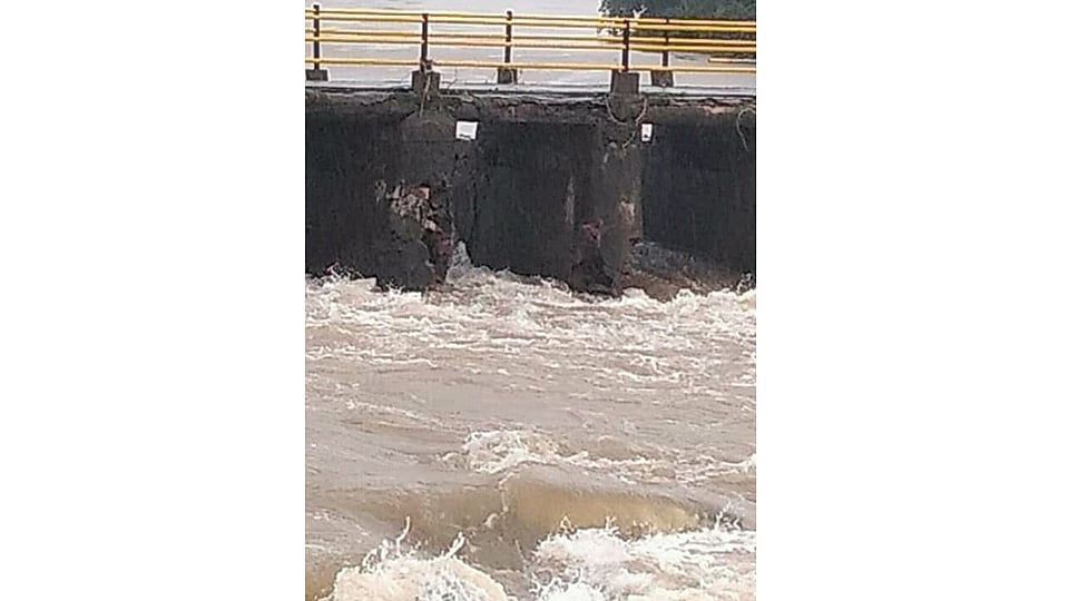 पुण्यातील मावळमधील थुगावचा साकव पूल खचला