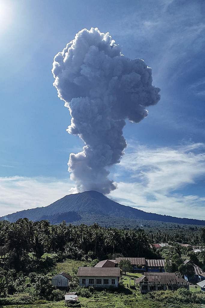 Indonesia's Mount Ibu erupts thrice, releasing lava and ash