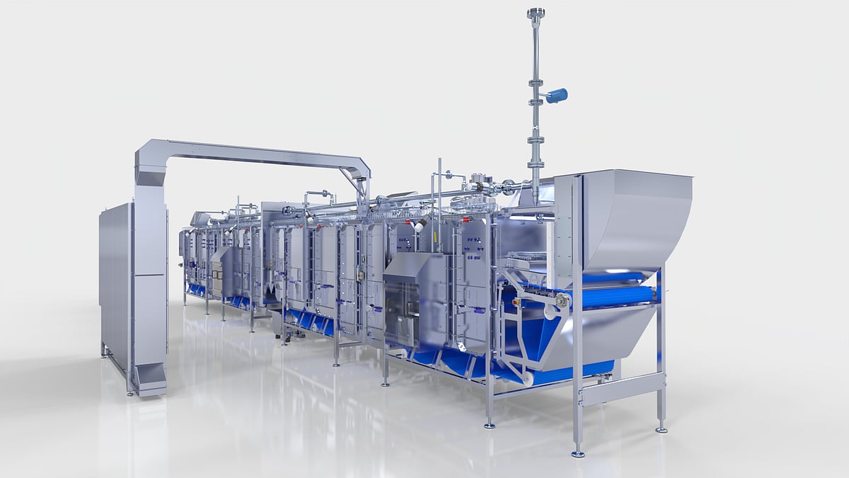 Laitram Machinery CoolSteam® Blue: Continuous steam nut pasteurization ...