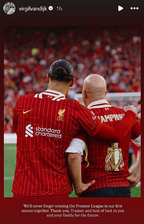 Virgil van Dijk sends message to Arne Slot after confirmed Liverpool ...