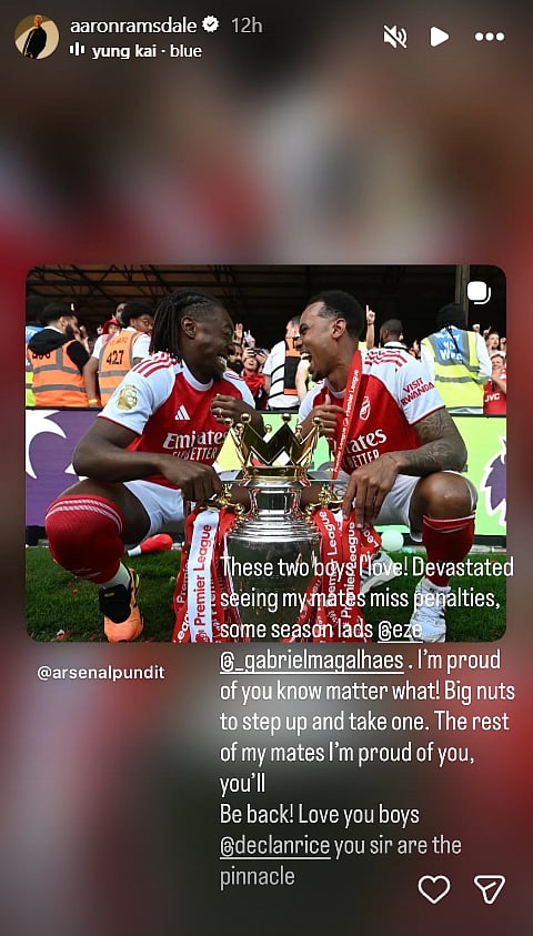 Aaron Ramsdale sends message to Arsenal stars after Champions League ...