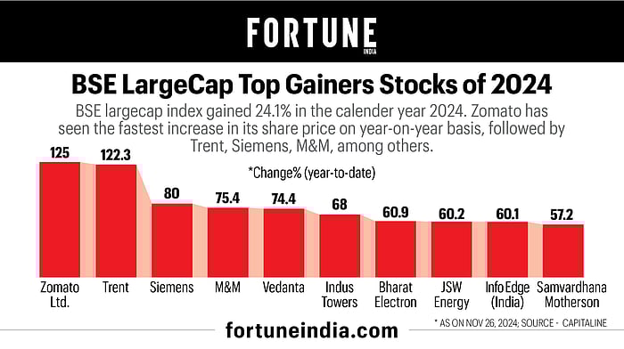 BSE LargeCap Top Gainers of 2024 | Fortune India