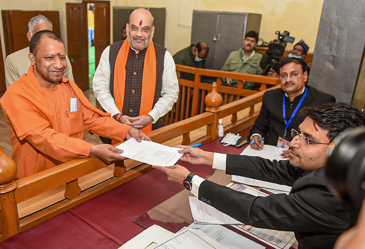 Uttar Pradesh Elections: Amit Shah by his side, Yogi Adityanath files ...