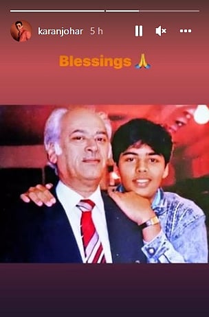 Karan Johar remembers father Yash Johar on his birth anniversary with a ...