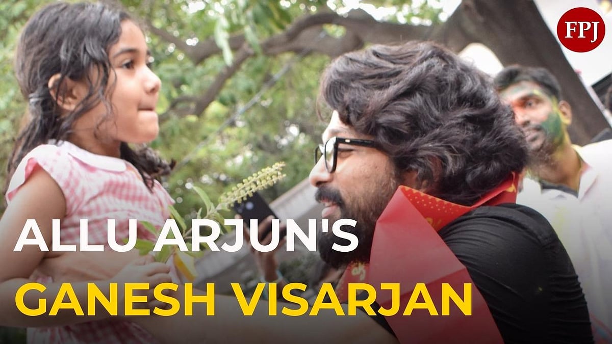 Watch Video: Allu Arjun dances with daughter Arha as they bid adieu to Lord Ganesha