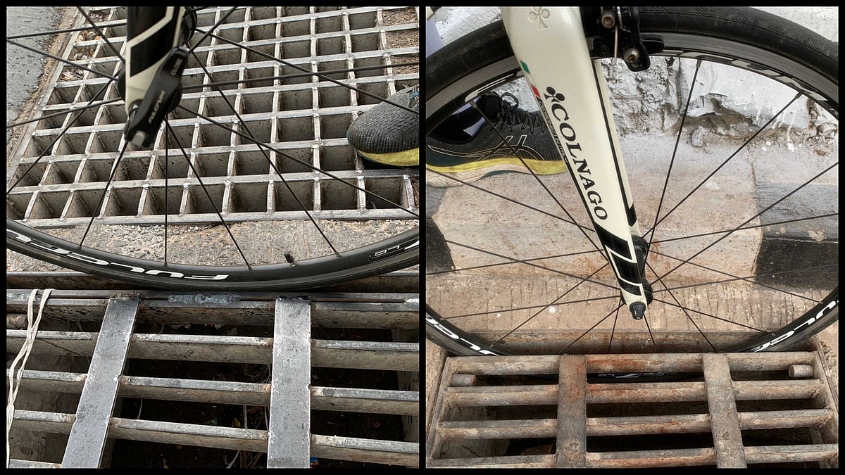 Mumbai: Cyclists share pictures of tyres getting stuck in narrowed gap ...