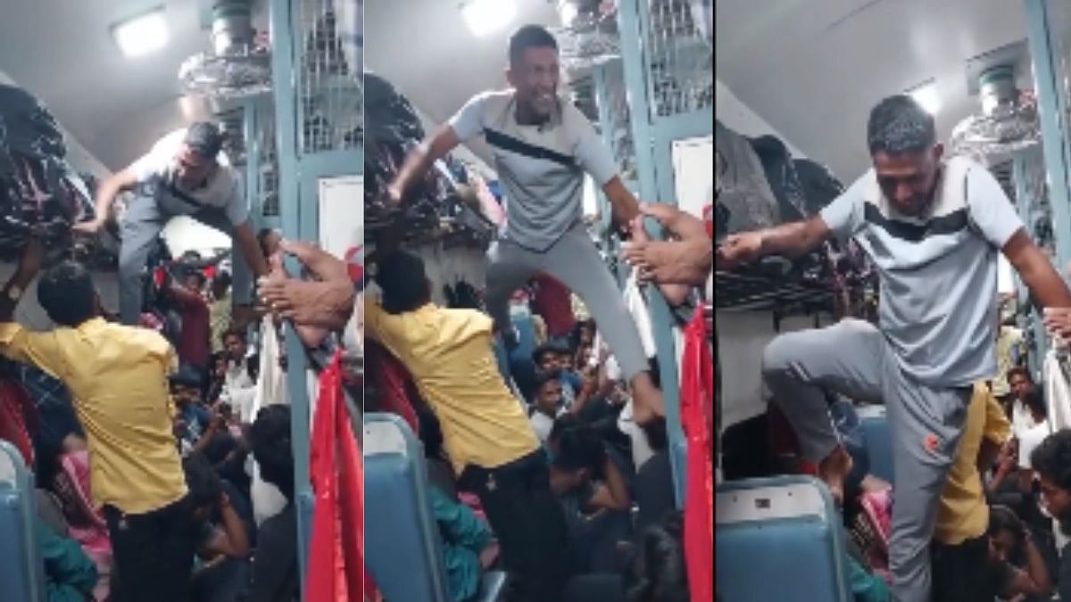 Video Of Man Climbing Over Seats To Use Lavatory In Crowded Train Goes ...