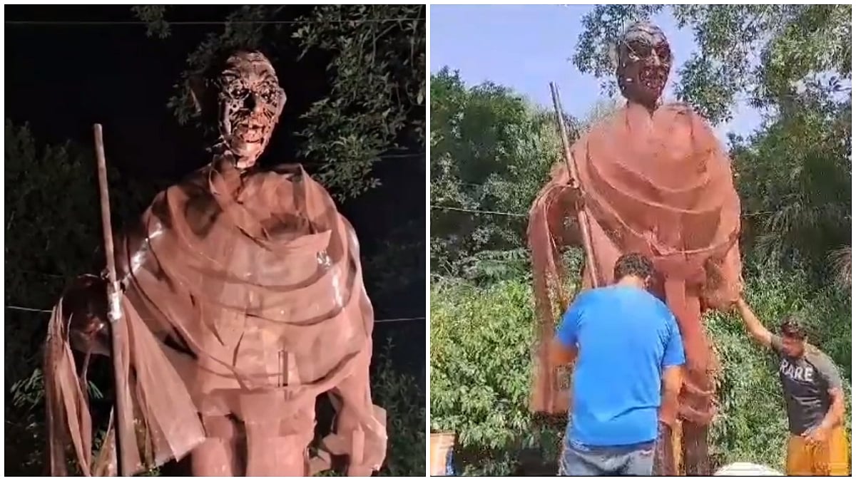 Video: 'Scary' Statue Of Mahatma Gandhi Made From Scrap Installed At ...
