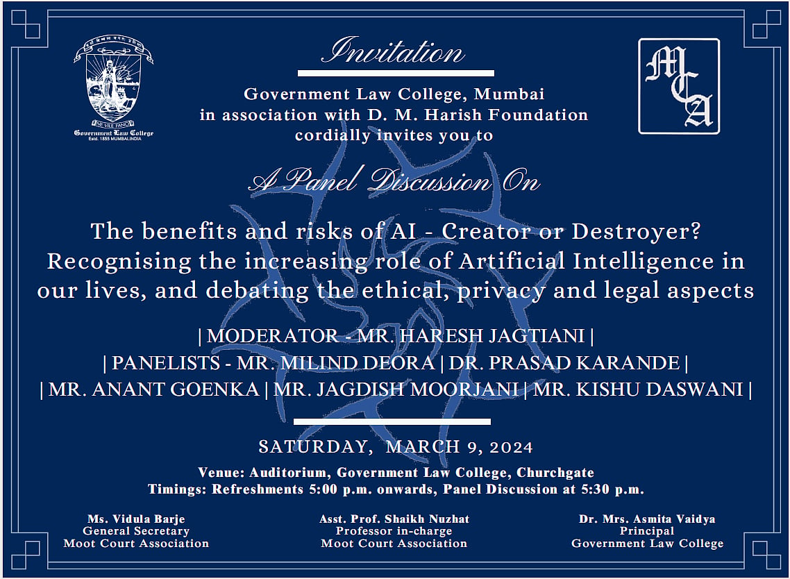 Govt Law College Mumbai and D.M. Harish Foundation Hosts AI Panel ...