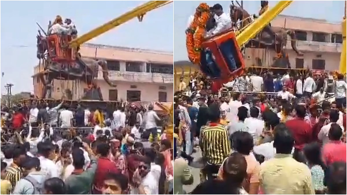 Shocking VIDEO: Crane Falls Due To Excessive Weight During Maharana Pratap Anniversary ...