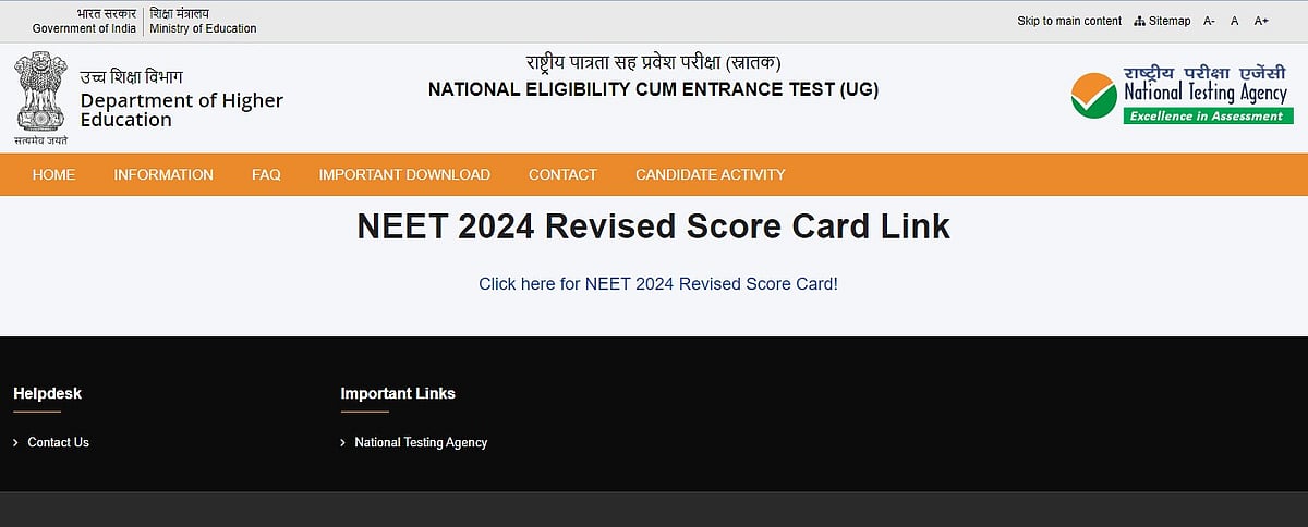 NEET UG Retest Results 2024 Released; All Details Inside!